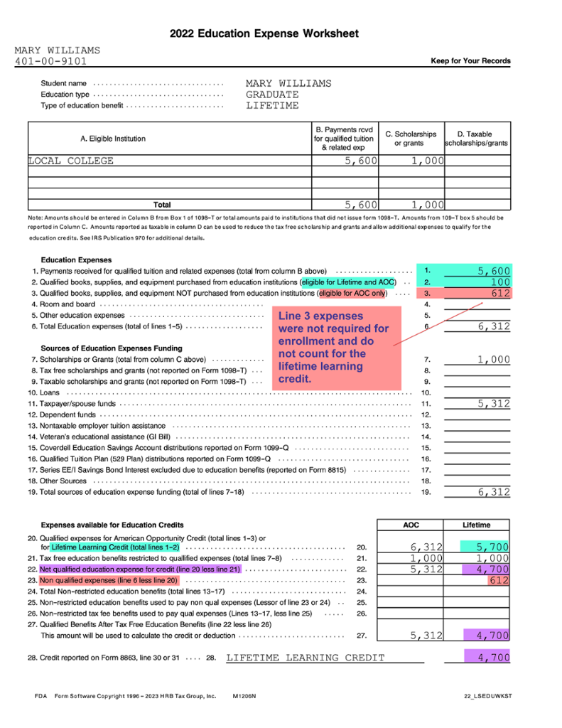 Lifetime Learning Credit Example and Summary Tutorial | Sophia Learning
