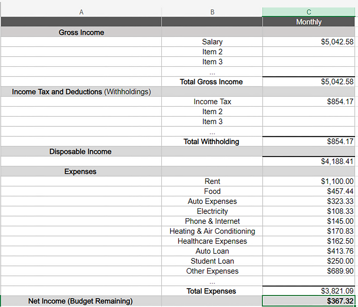 Preparing a Personal Monthly Budget Tutorial | Sophia Learning