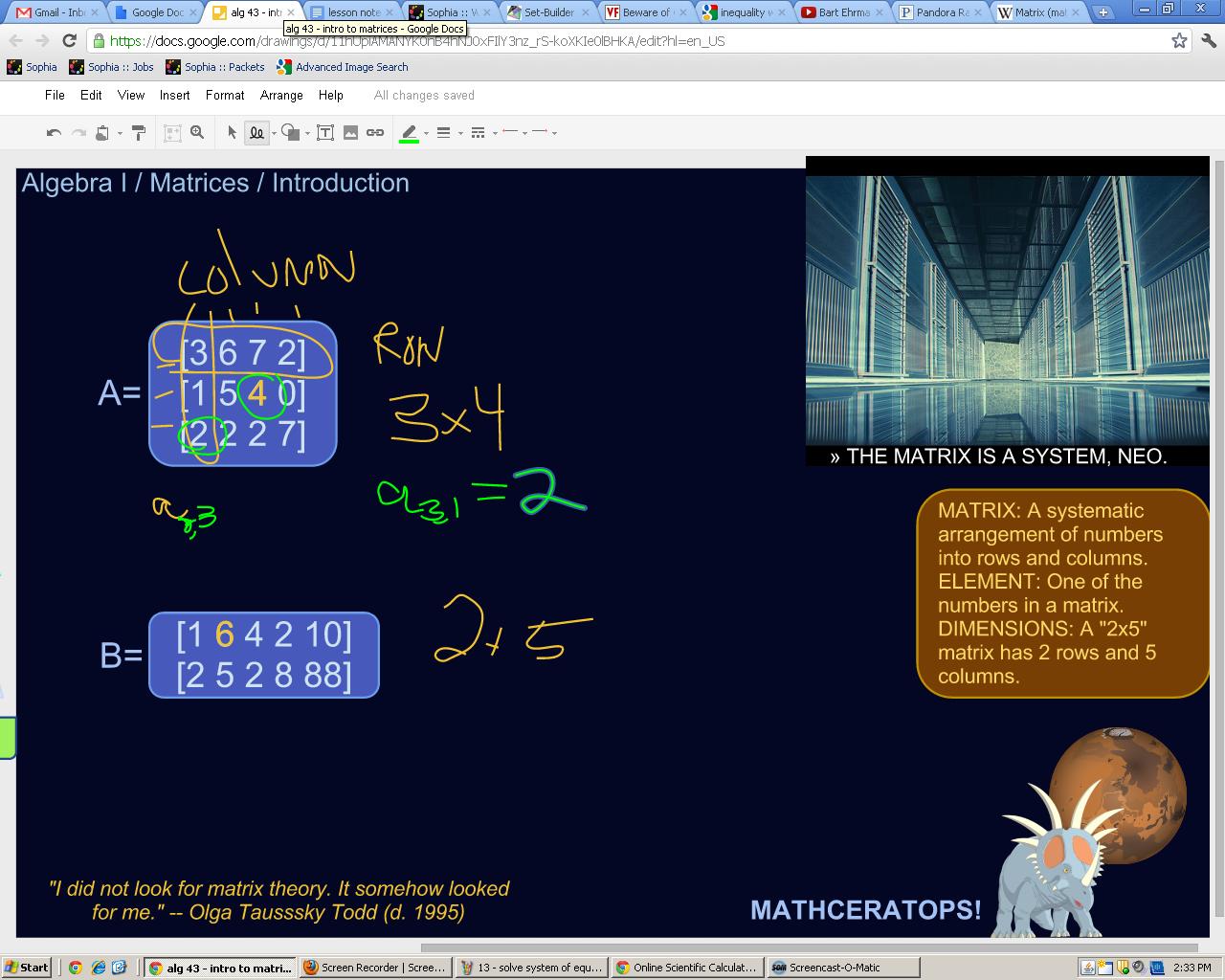 Introduction to Matrices and Their Dimensions Tutorial | Sophia Learning