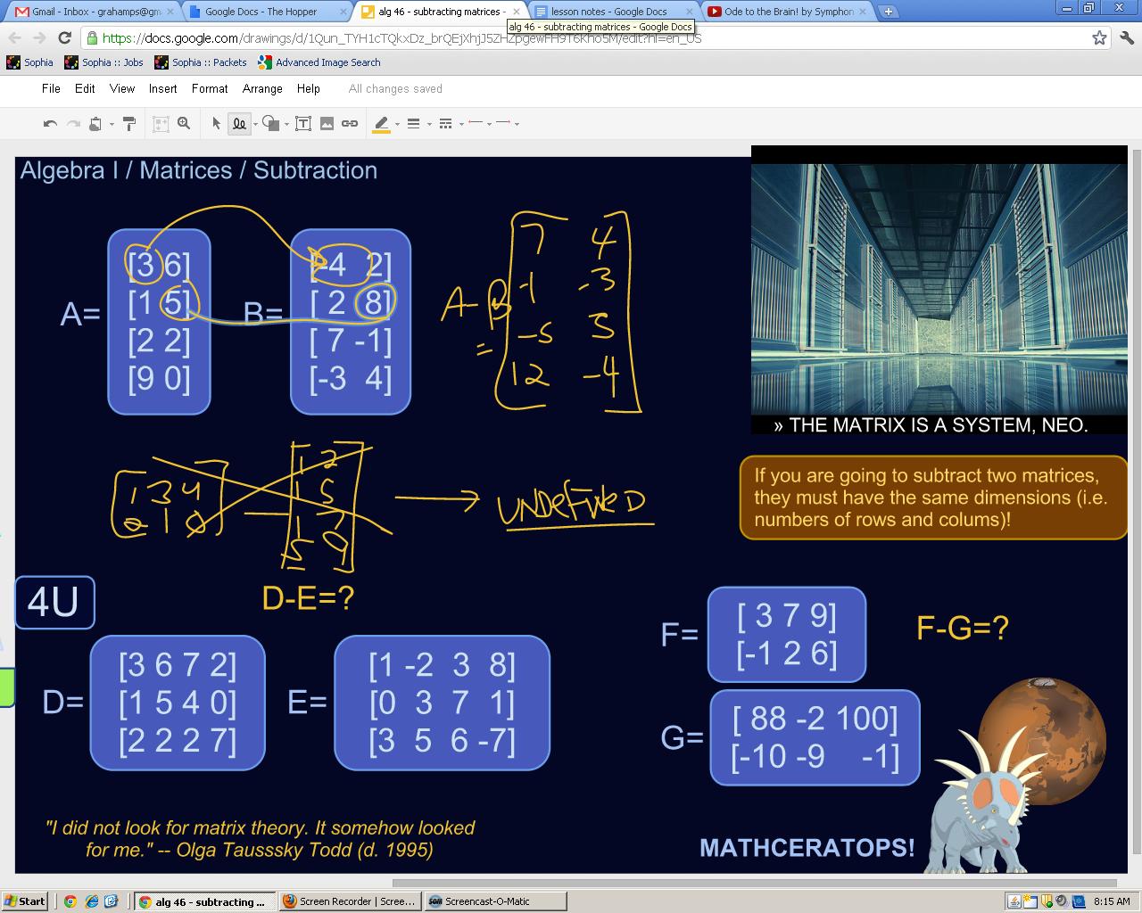 Subtracting Matrices Tutorial | Sophia Learning