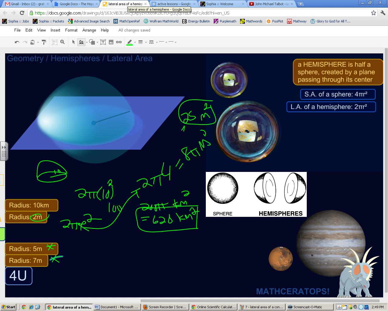Lateral Area of a Hemisphere Tutorial | Sophia Learning