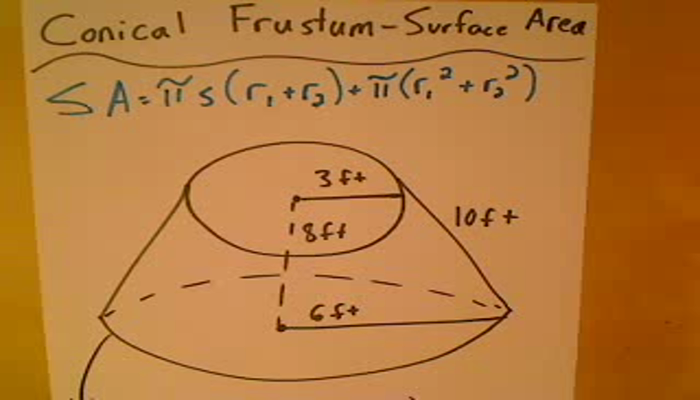 Solving for the Surface Area of a Conical Frustum Tutorial | Sophia ...