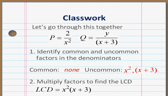 Algebraic Fractions with Unlike Denominators Tutorial | Sophia Learning